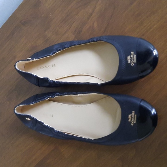Coach | Shoes | Coach Camilla Black Leather Flats Shoe Cap Toe | Poshmark